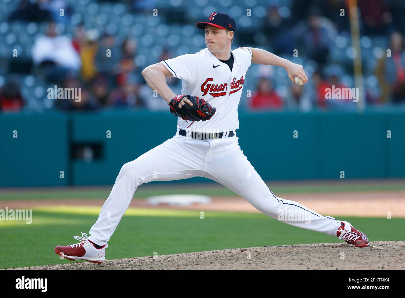 Cleveland Guardians relief pitcher Tim Herrin delivers against the ...