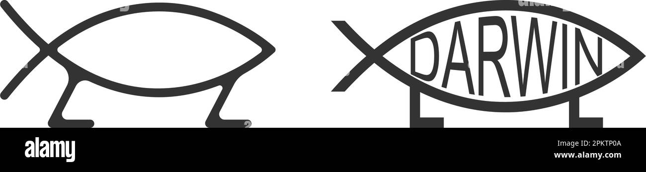 Darwin fish icons. Ichthys sign variations. Jesus fish parody symbols ...