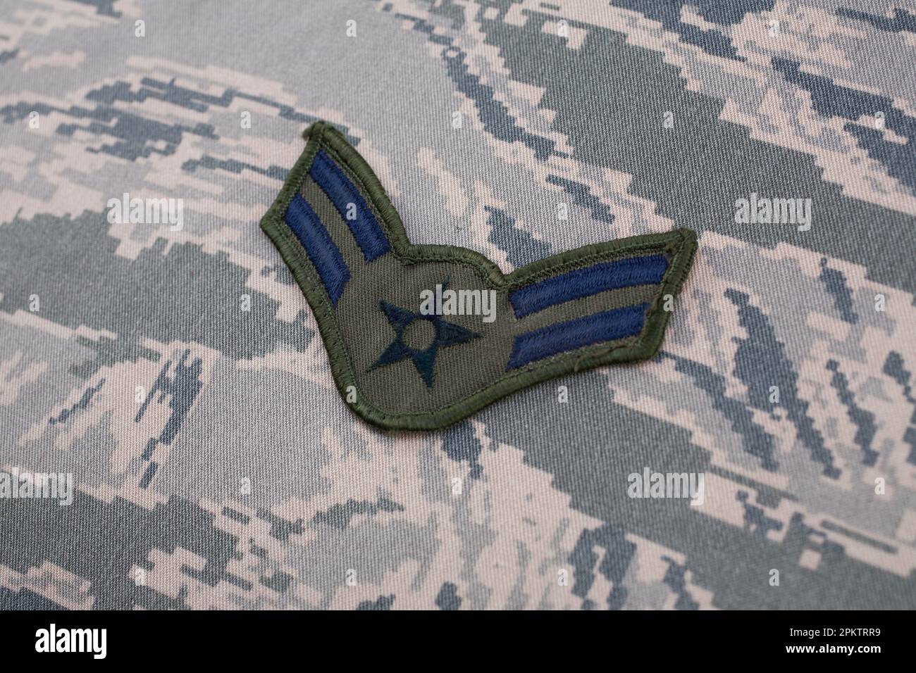 August 31, 2020. US AIR FORCE Airman First Class rank patch on digital ...