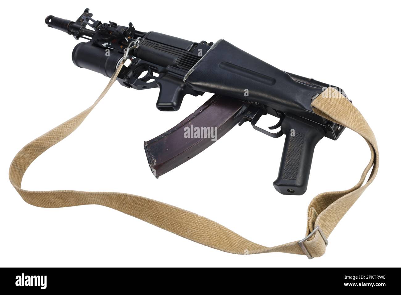 Modern kalashnikov 5.45x39 mm AK 74M assault rifle with 40 mm underbarrel grenade launcher ...