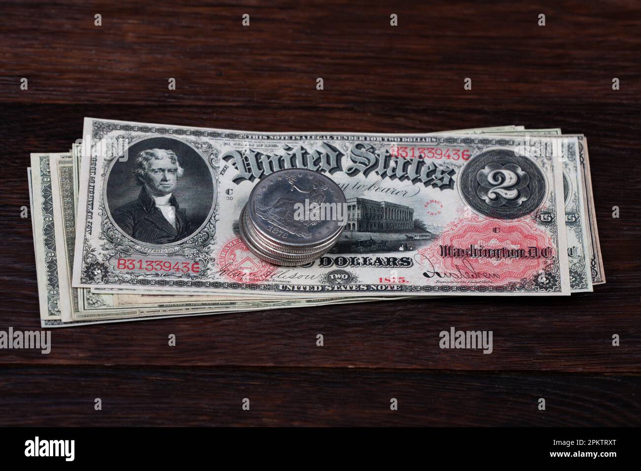 Old west period US banknotes and silver certificates with silver dollar ...