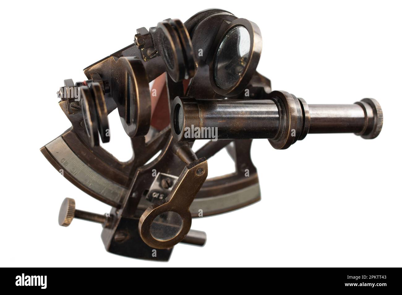 Antique bronze sextant isolated on white background Stock Photo - Alamy