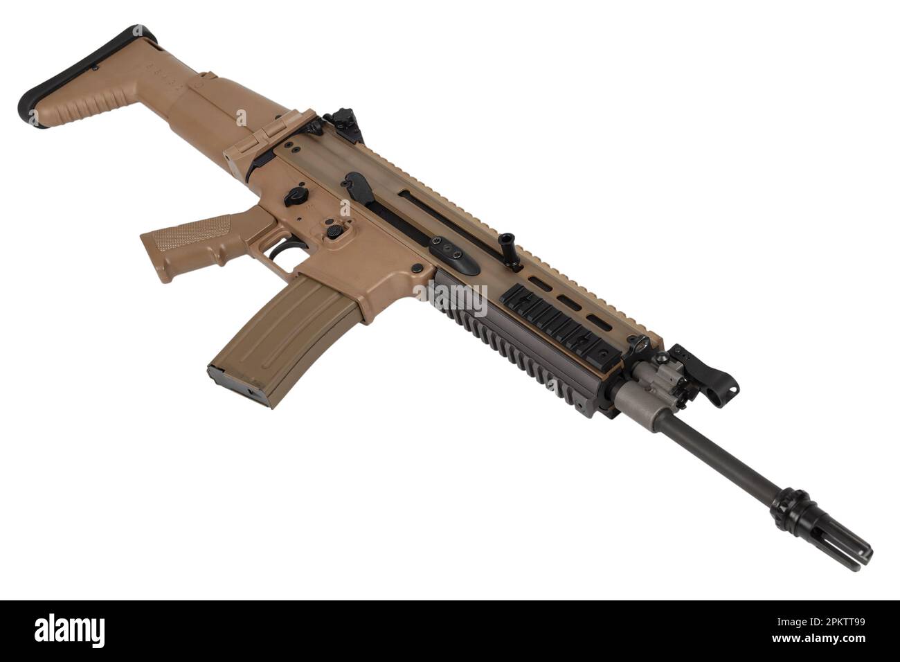 US ARMY tan colored SCAR carbine isolated on a white background ...
