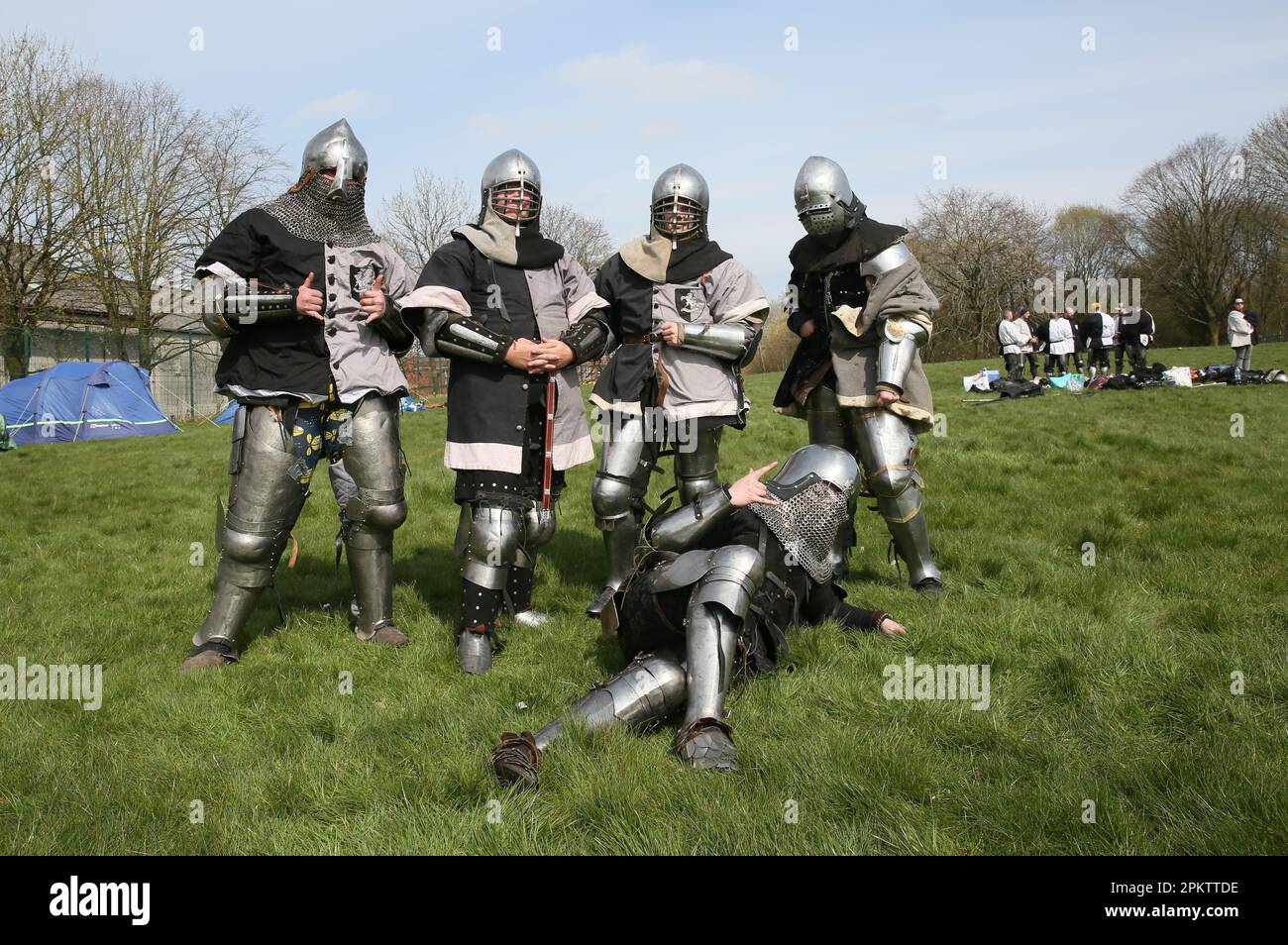 Castleton, UK. 9th April 2023. Buhurt, a medieval combat sport is ...