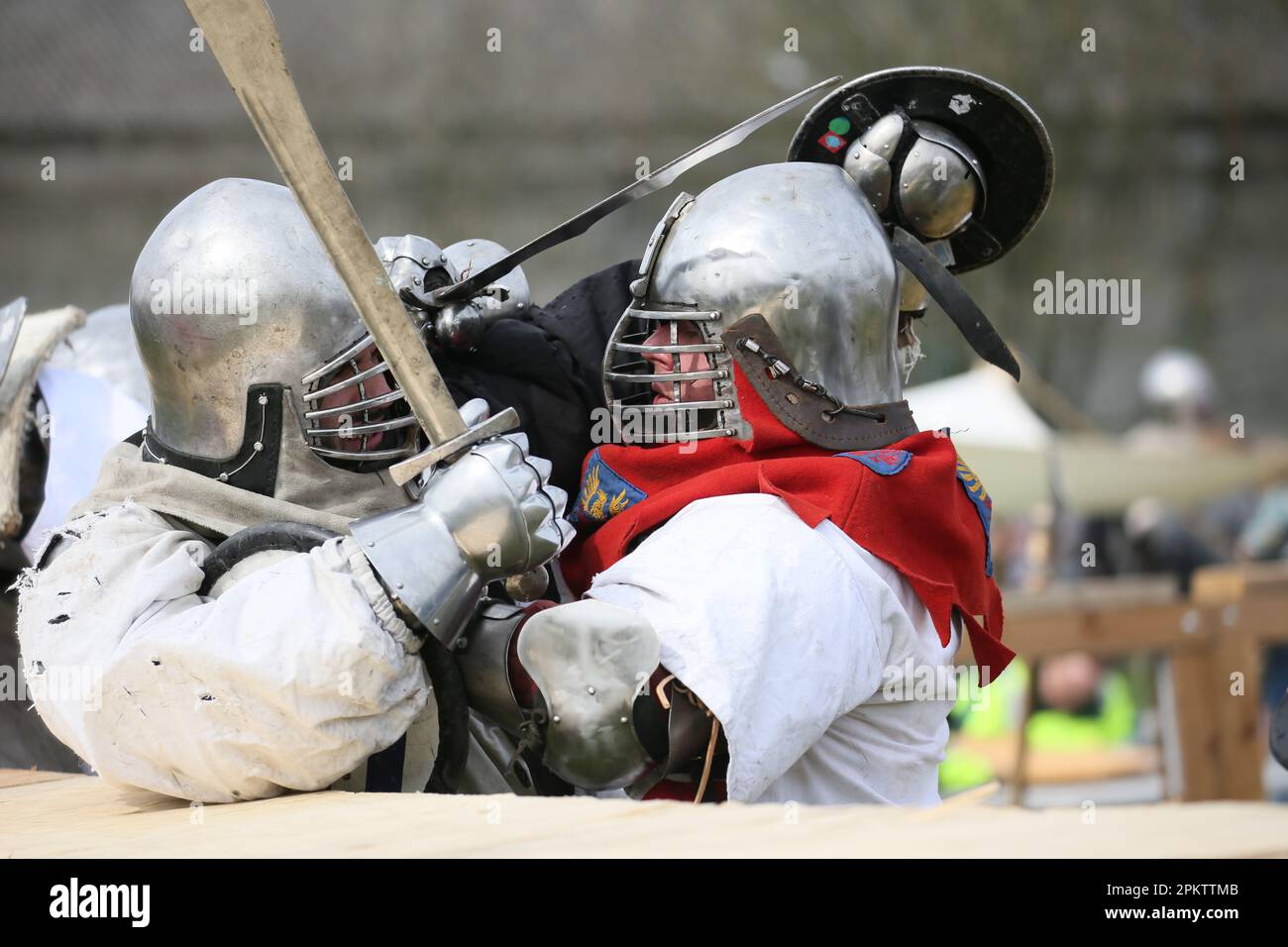 Castleton, UK. 9th April 2023. Buhurt, a medieval combat sport is ...
