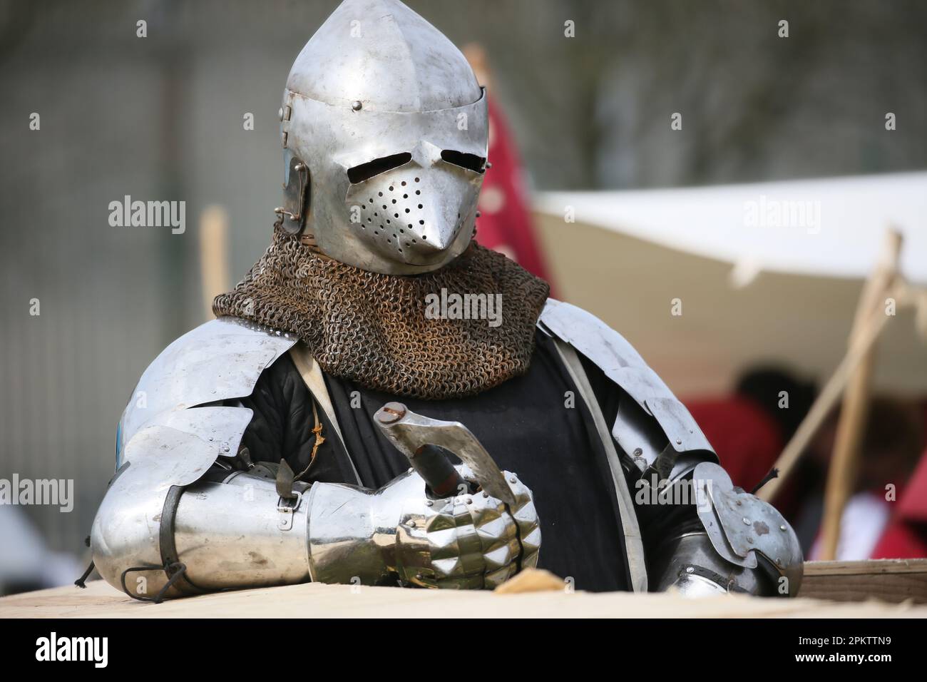 Castleton, UK. 9th April 2023. Buhurt, a medieval combat sport is ...