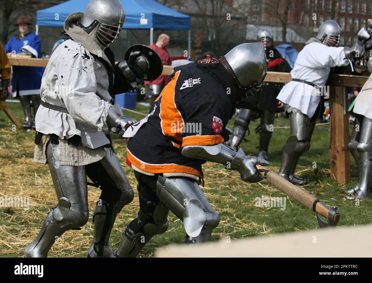 Castleton, UK. 9th April 2023. Buhurt, a medieval combat sport is ...
