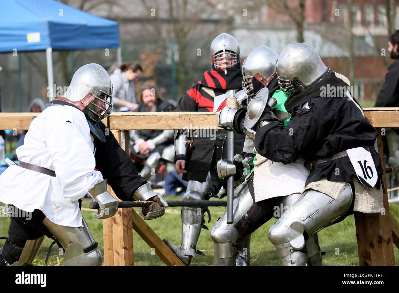 Castleton, UK. 9th April 2023. Buhurt, a medieval combat sport is ...