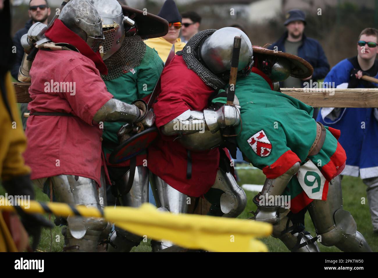 Castleton, UK. 9th April 2023. Buhurt, a medieval combat sport is ...