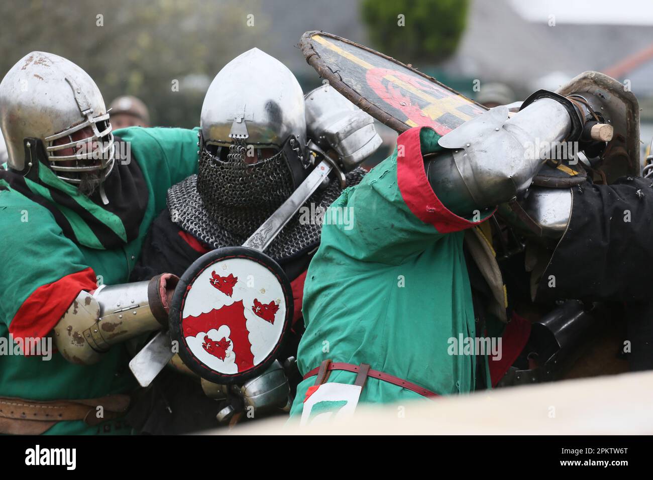 Castleton, UK. 9th April 2023. Buhurt, a medieval combat sport is ...