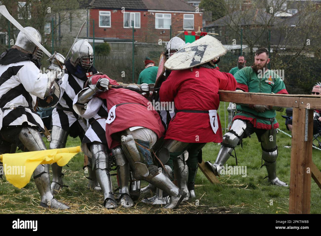 Castleton, UK. 9th April 2023. Buhurt, a medieval combat sport is ...