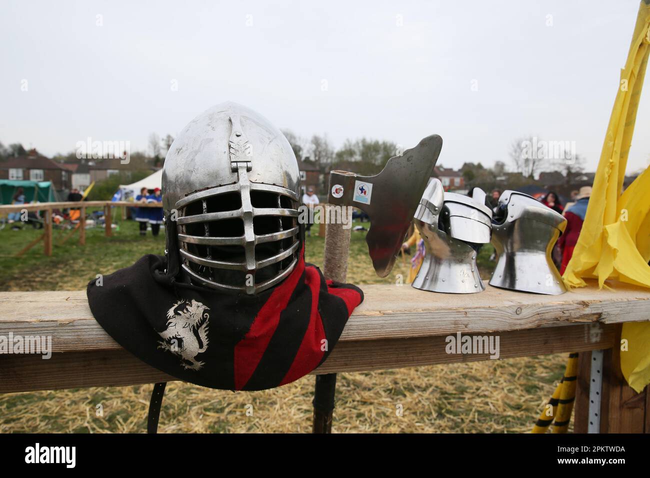 Castleton, UK. 9th April 2023. Buhurt, a medieval combat sport is ...