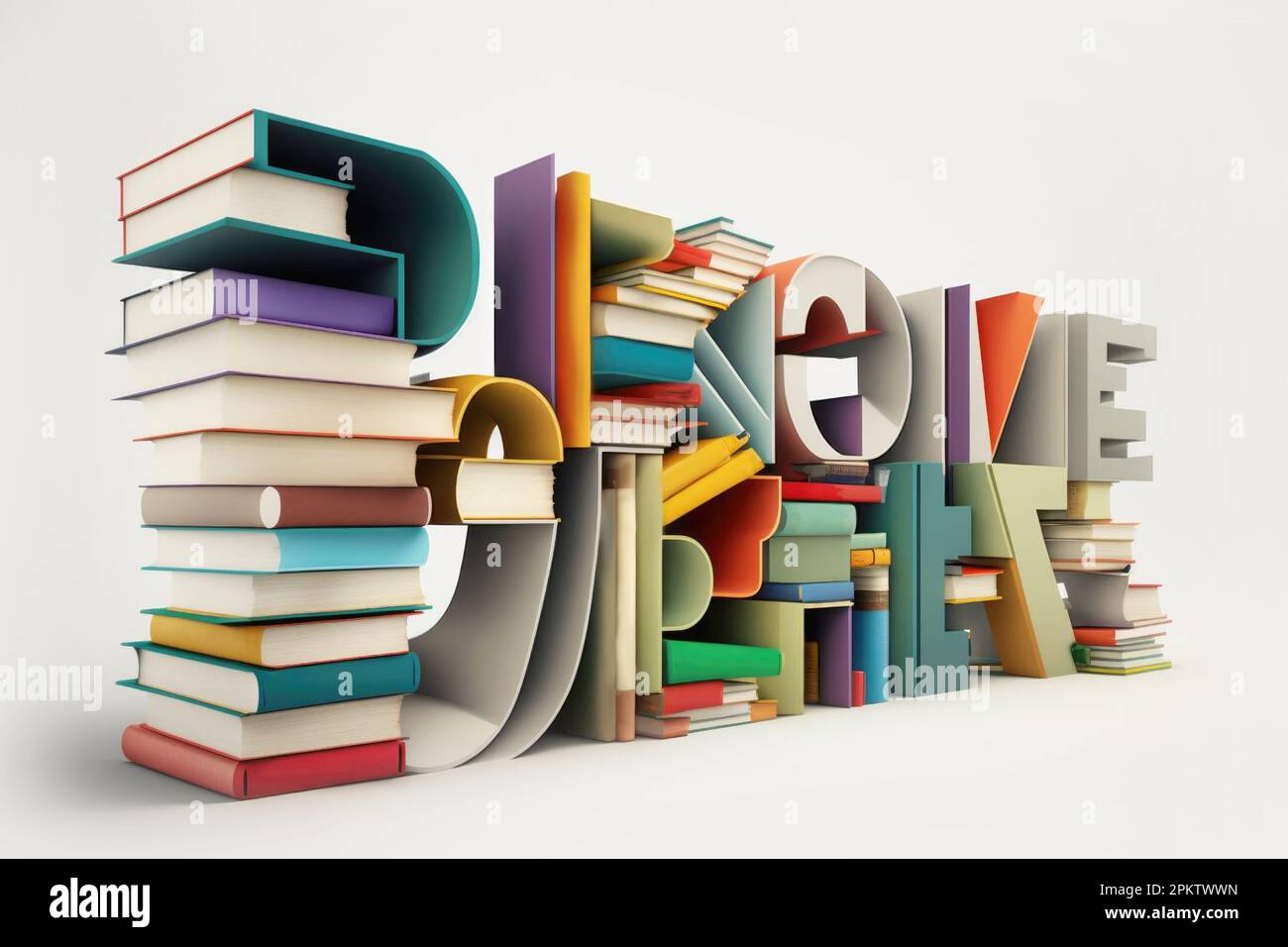 A stack of various books in bright covers light background, copy space ...