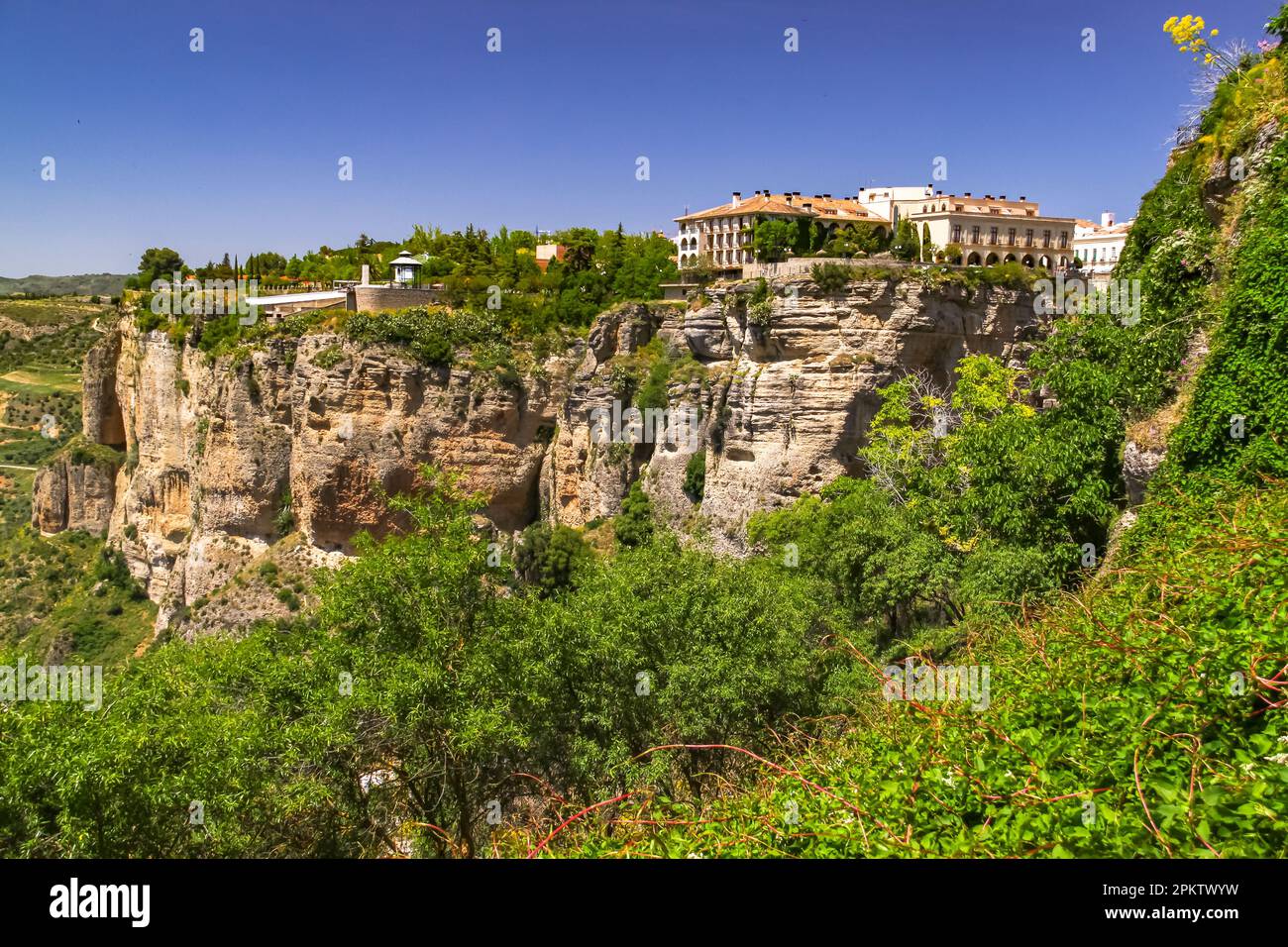 The rock cliffs on which the city of Ronda in Andalusia is built in ...