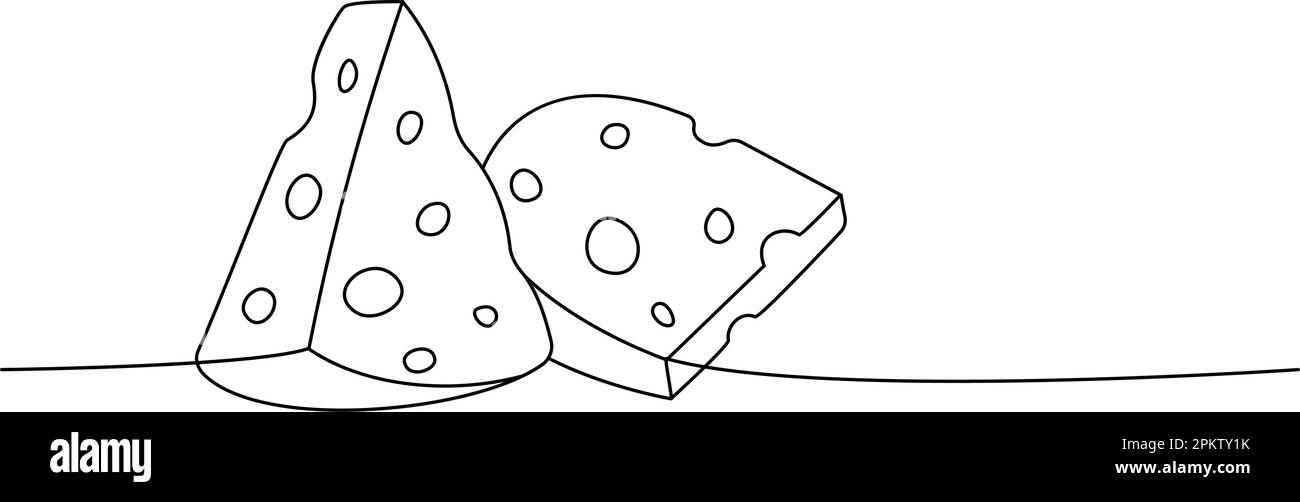 Cheese one line continuous drawing. Cheese products continuous one line ...