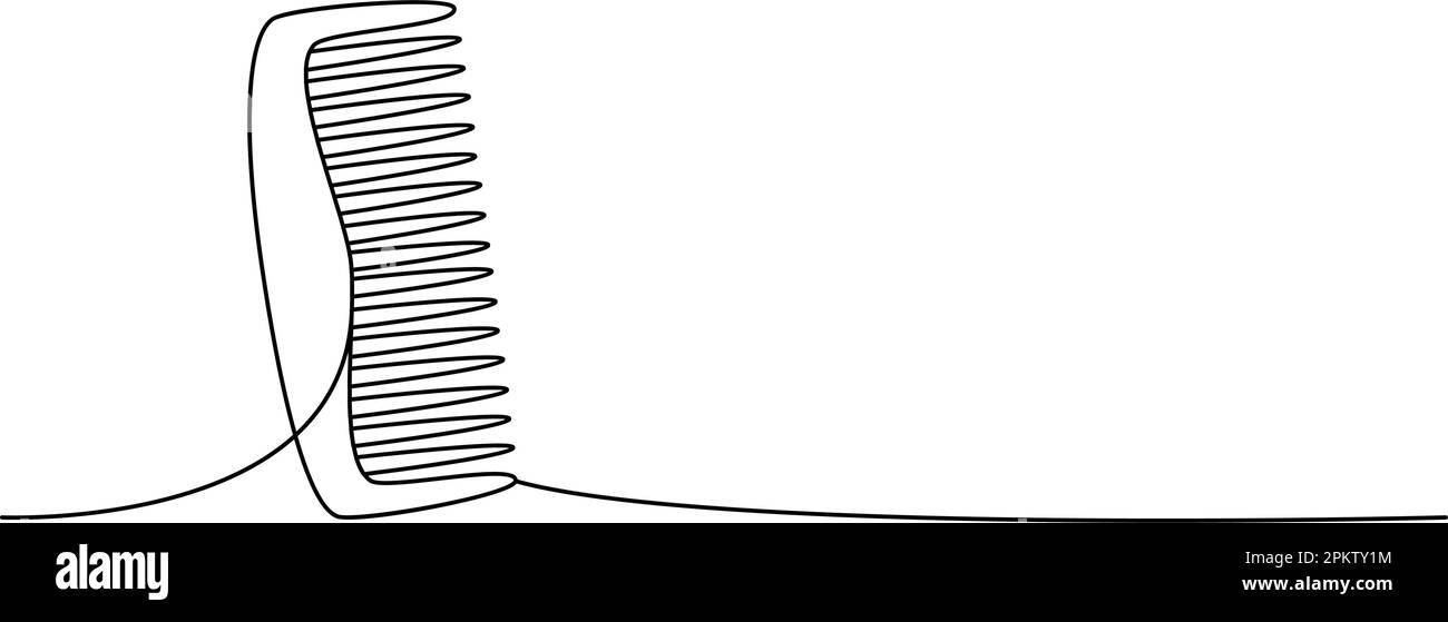 Hair Comb One Line Continuous Drawing Barber Shop And Hairdresser