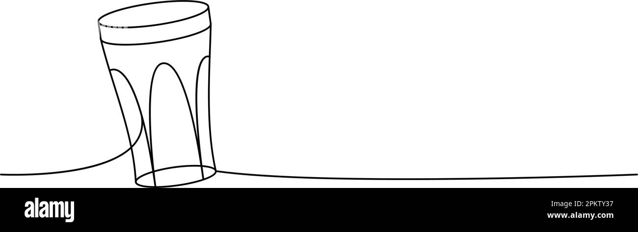 Glass cup, mug one line continuous drawing. Empty glass or plastic ...