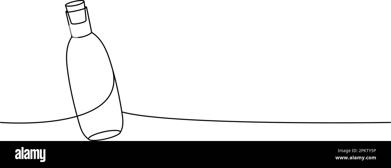 Wine glass bottle one line continuous drawing. Empty glass or plastic ...