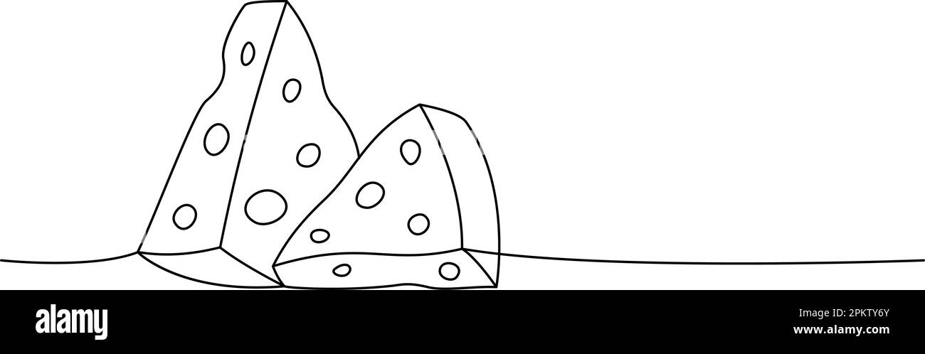 Cheese pieces one line continuous drawing. Cheese products continuous ...