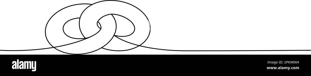 Pretzel ciabatta one line continuous drawing. Bakery pastry products ...