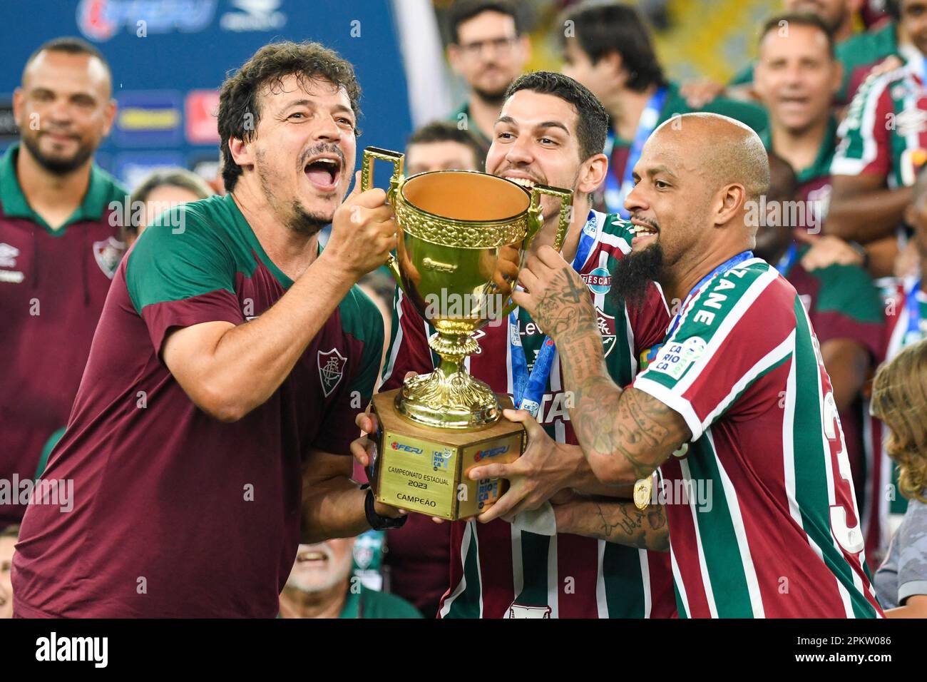Rio De Janeiro, Brazil. 09th Apr, 2023. The tricolor team receives the ...