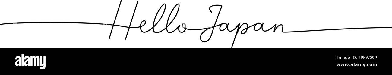 Hello Japan - word with continuous one line. Minimalist drawing of ...