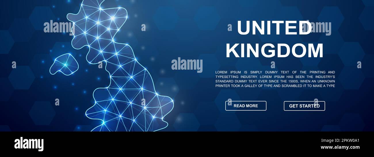 United Kingdom 3d low poly head promotion banner. Great Britain design ...