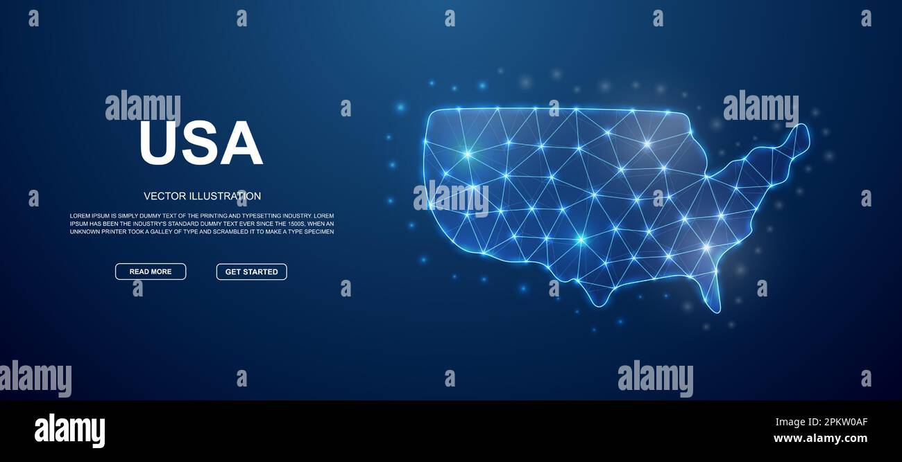 USA 3d low poly landing page template. United States of America design ...