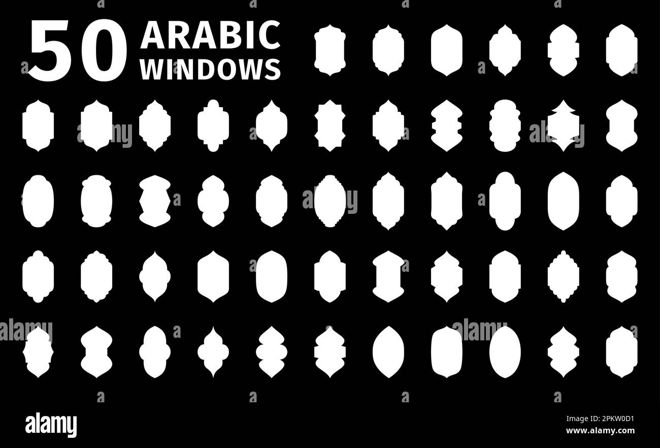 Set of arabic style windows. Arabian muslim shape arches. Traditional ...