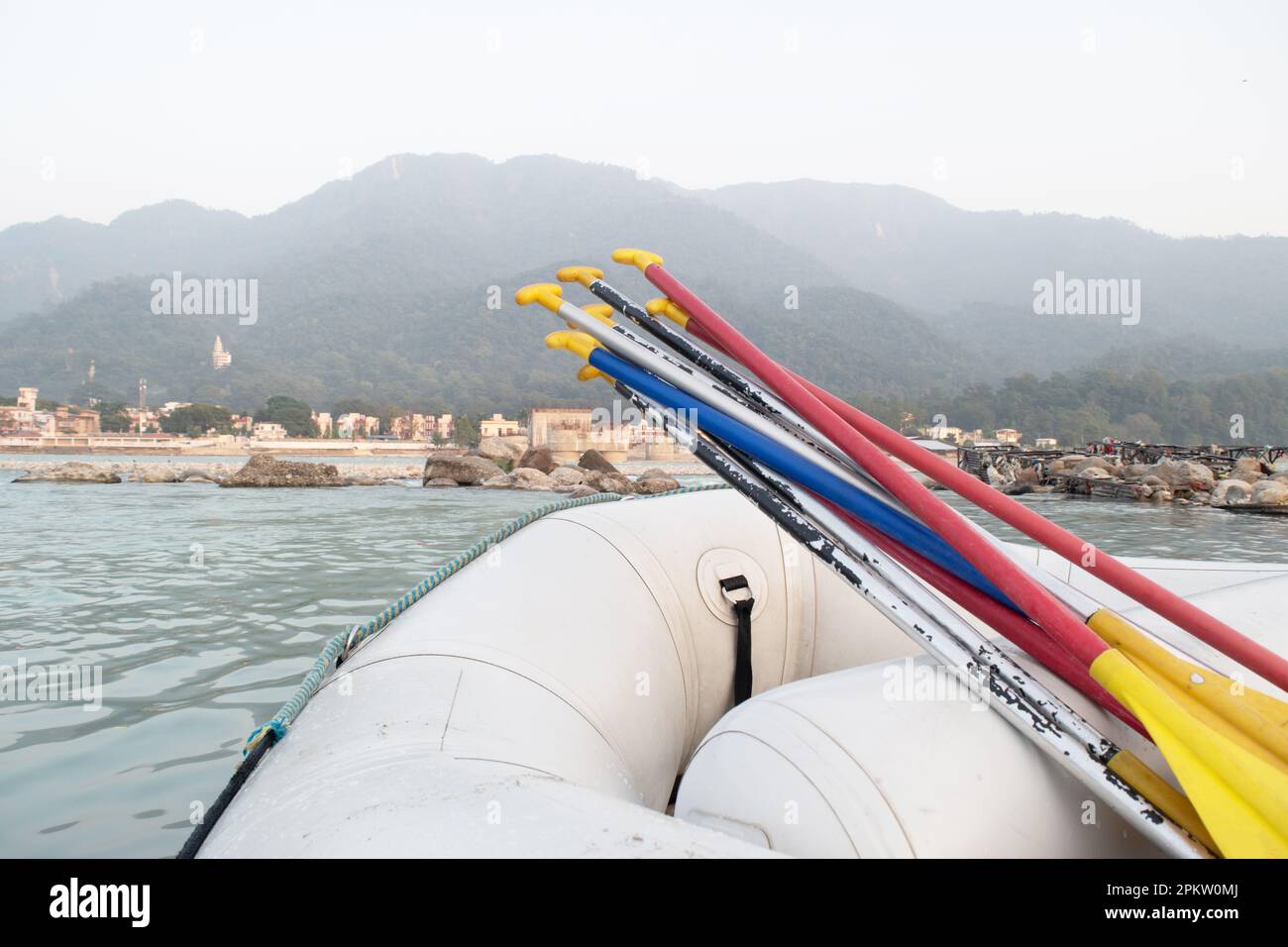Point of view of ganga river form rafting boat Stock Photo - Alamy