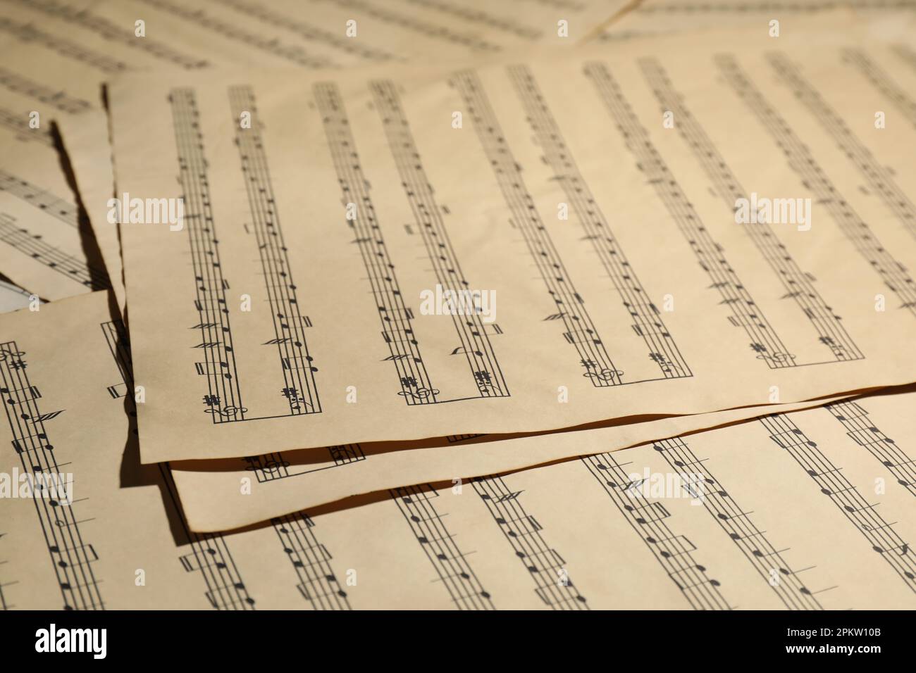 Many old note sheets as background, closeup Stock Photo - Alamy