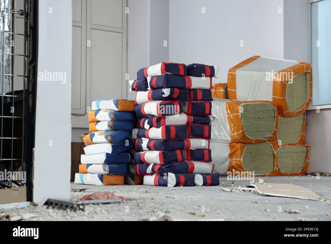 New building materials in room prepared for renovation Stock Photo - Alamy