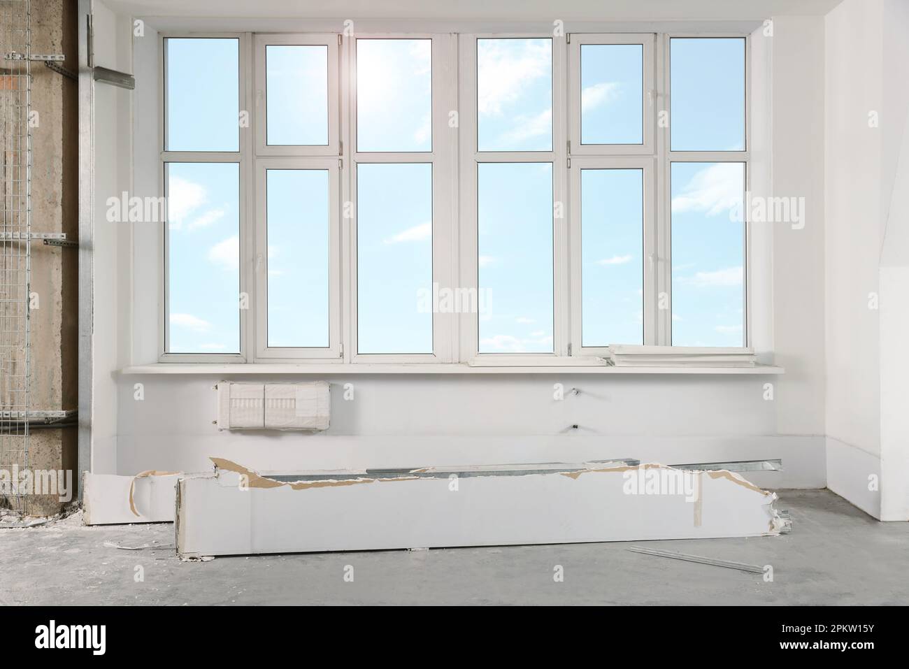 Installed new window and used materials in room prepared for renovation ...