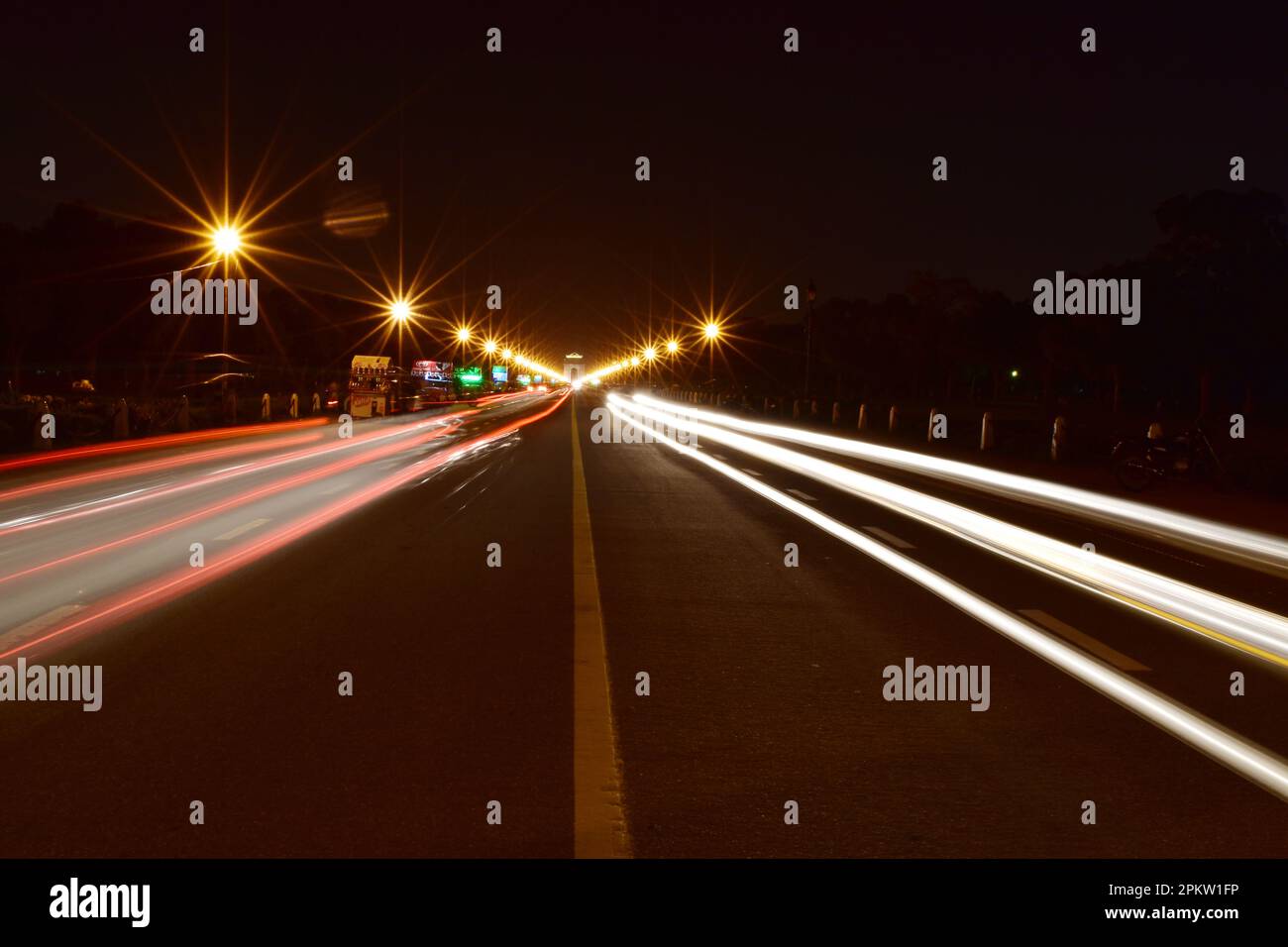 Light trails at road in india Stock Photo - Alamy
