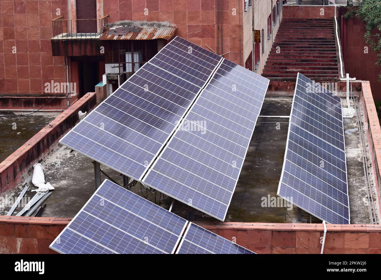 Solar panel at indian house roof Stock Photo - Alamy