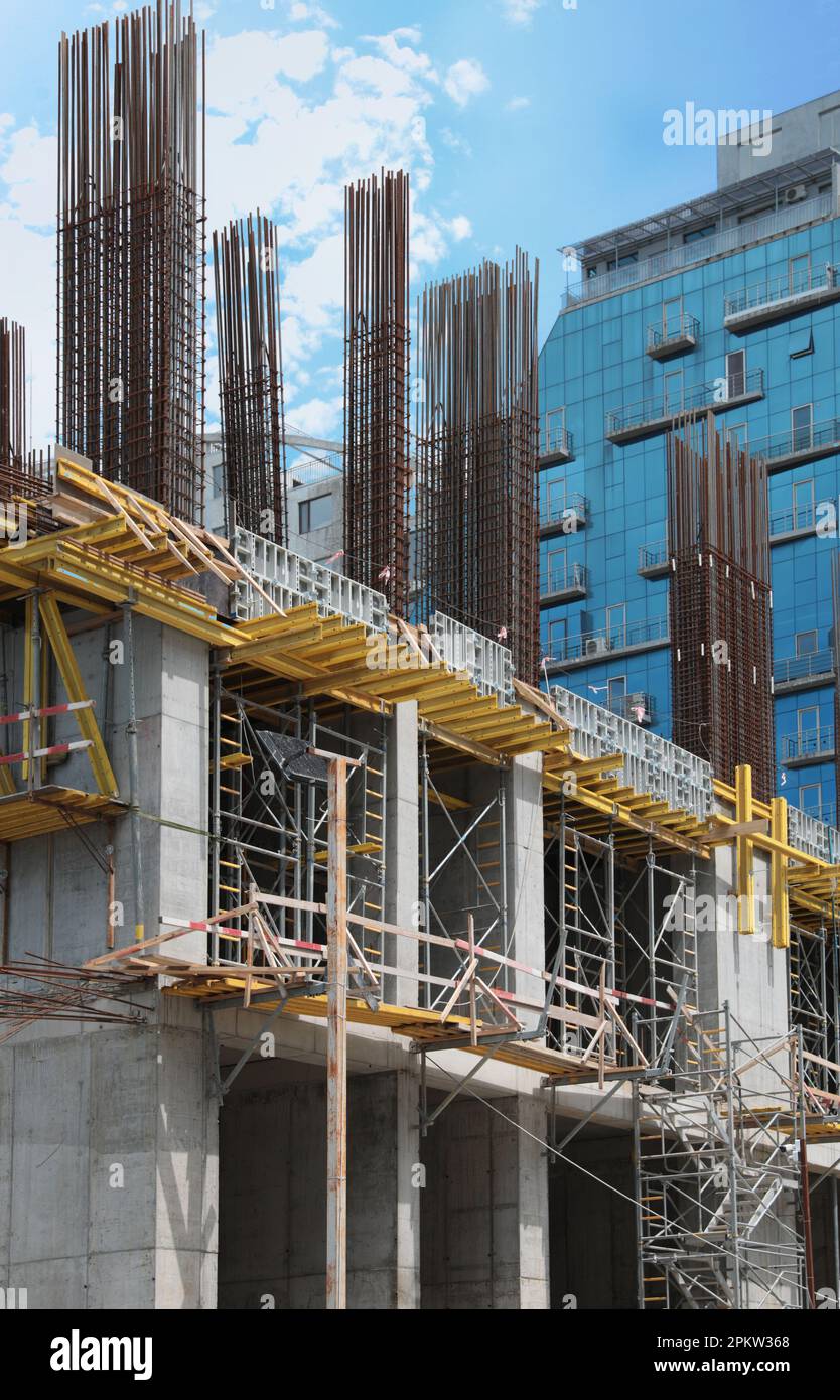 View of unfinished building on construction site Stock Photo - Alamy