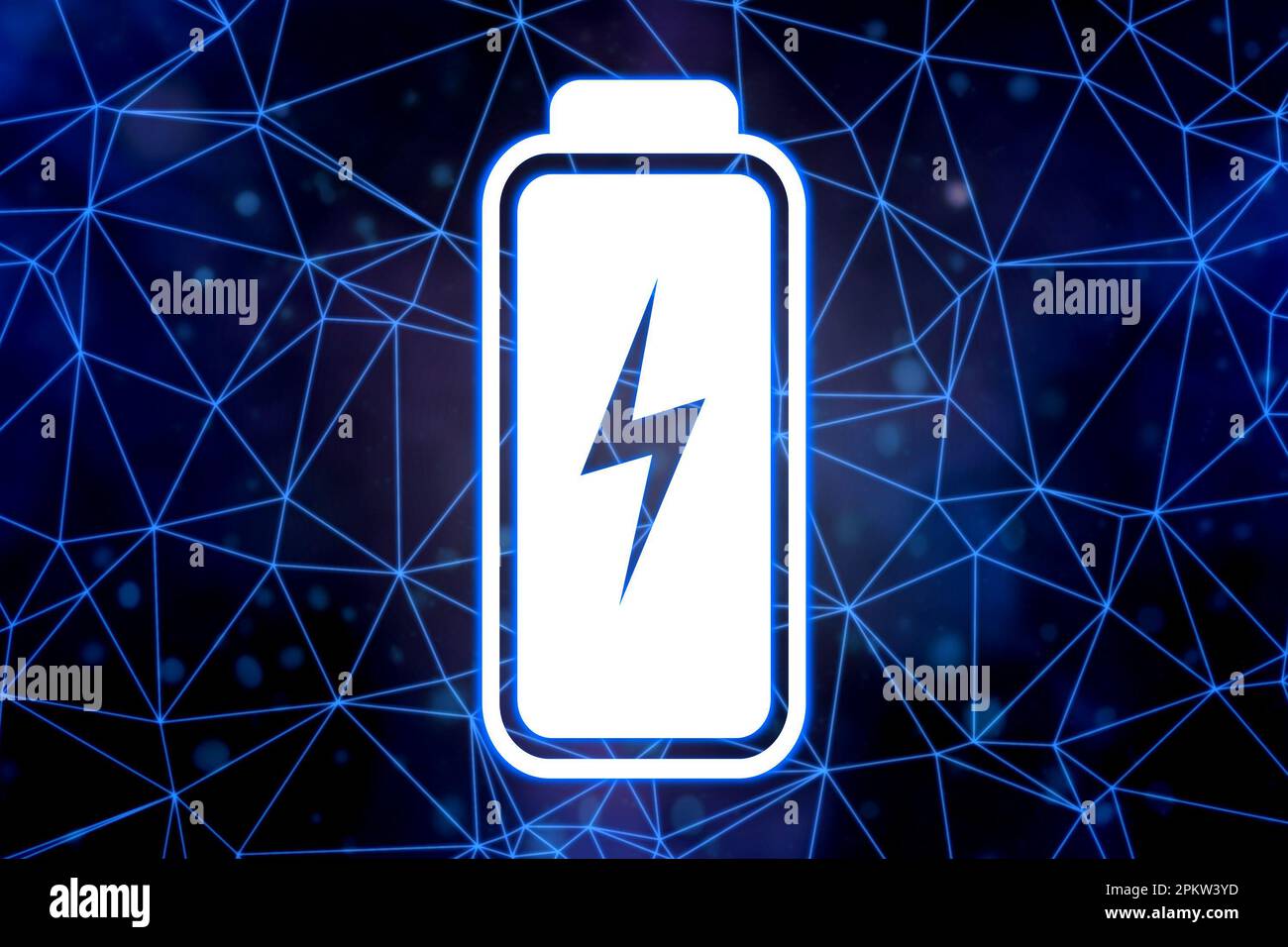 Fully charged battery on dark background. Illustration Stock Photo - Alamy