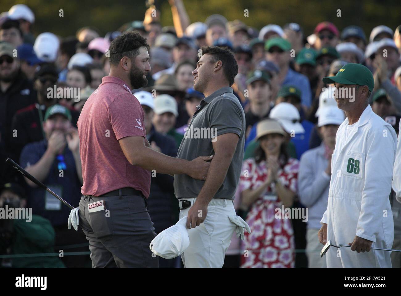 Augusta, United States. 09th Apr, 2023. Jon Rahm talks with runner-up ...