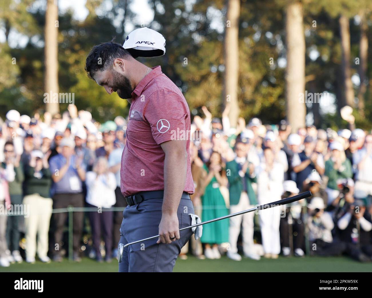 Augusta, United States. 09th Apr, 2023. Jon Rahm of Spain celebrates on ...