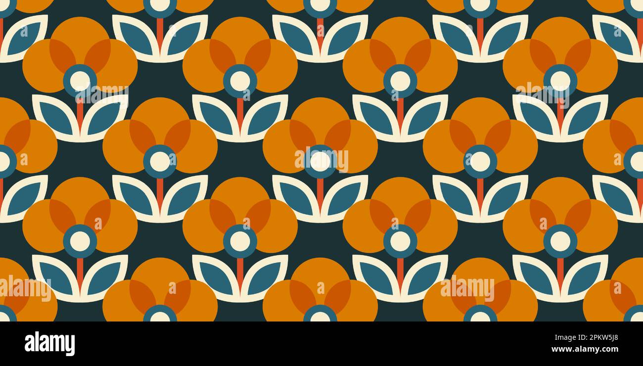 Seamless retro floral pattern. Vintage stylized flowers background in ...