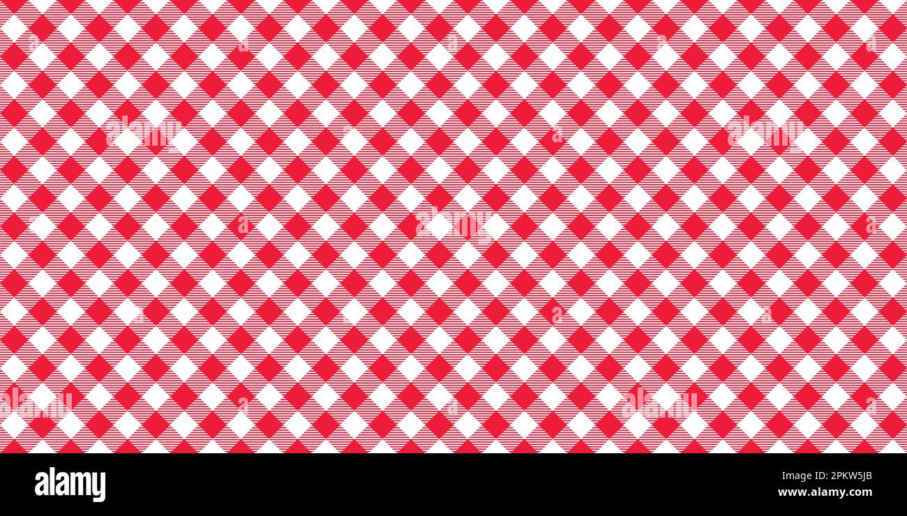 Seamless diagonal gingham pattern. Red and white slanted vichy cage ...