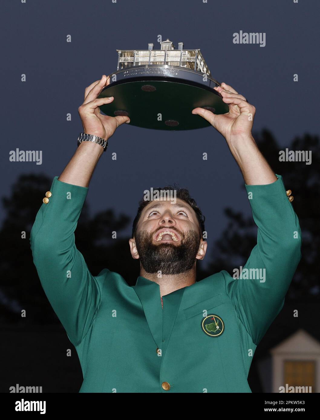 Augusta, United States. 09th Apr, 2023. Jon Rahm of Spain celebrates ...