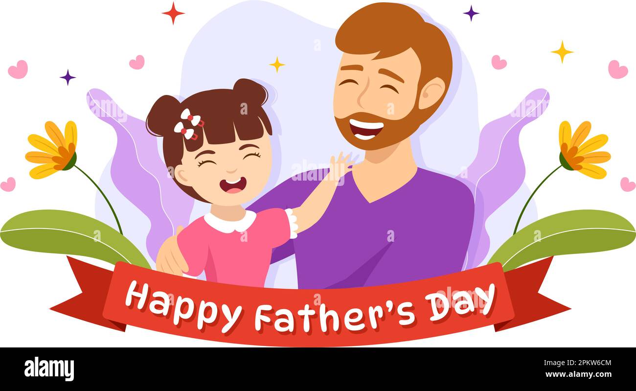 Happy Fathers Day Illustration with Father and his Son Playing Together ...