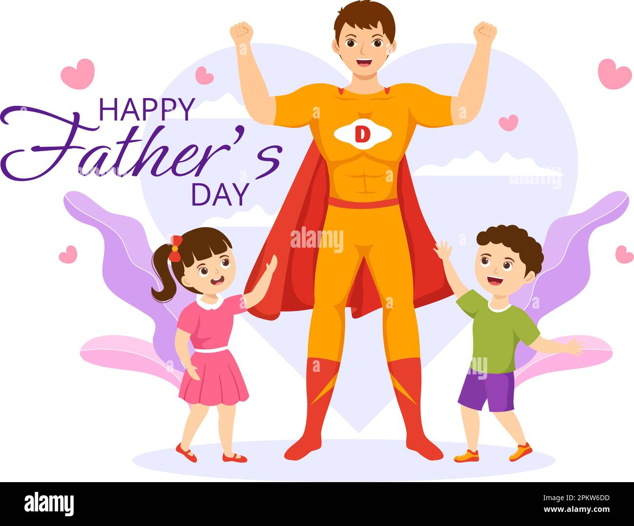 Happy Fathers Day Illustration with Father and his Son Playing Together ...
