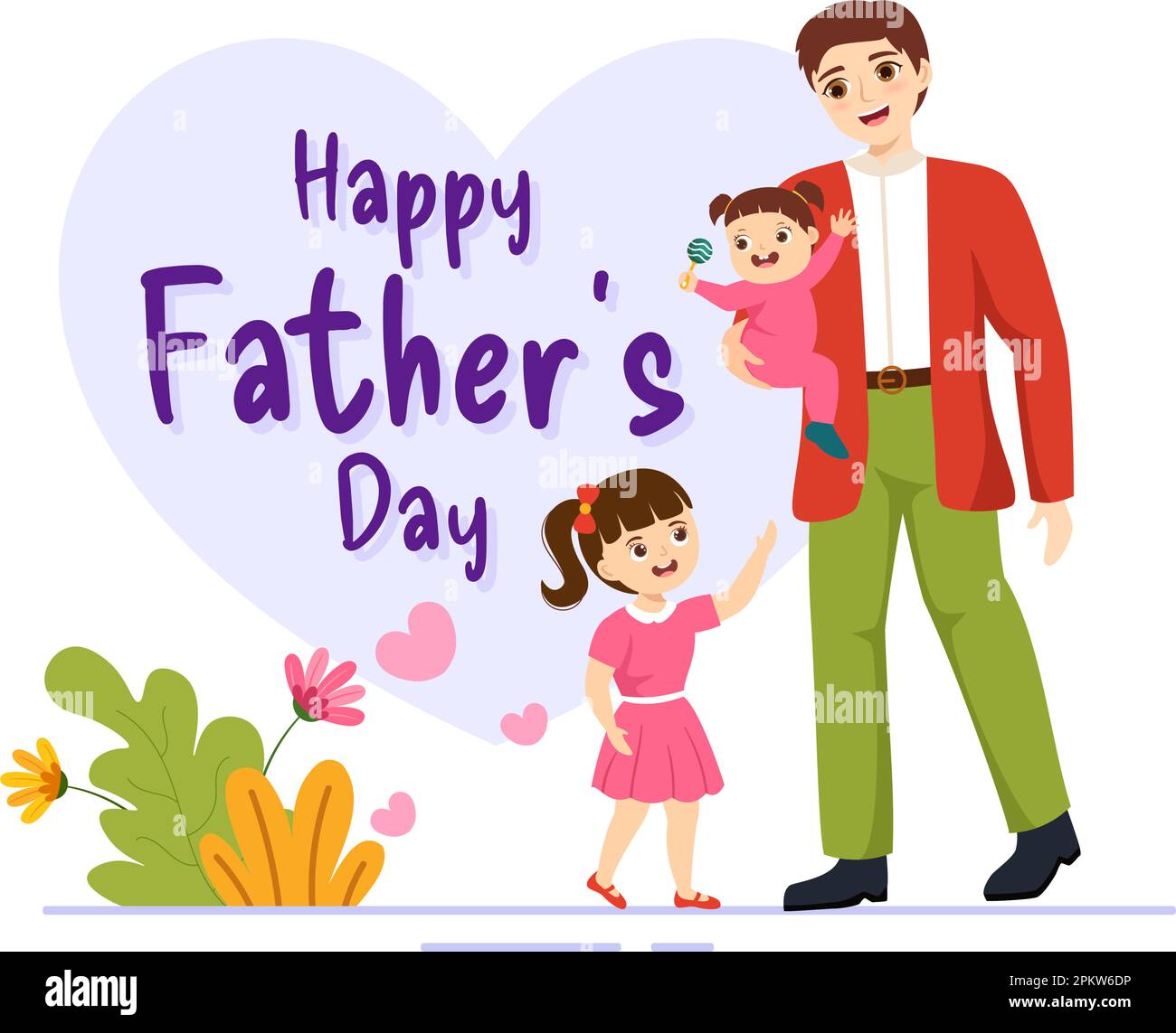 Happy Fathers Day Illustration with Father and his Son Playing Together ...