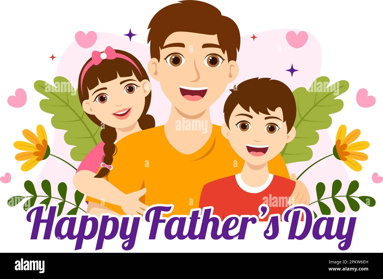 Happy Fathers Day Illustration with Father and his Son Playing Together ...