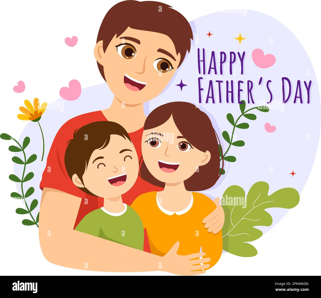 Happy Fathers Day Illustration with Father and his Son Playing Together ...