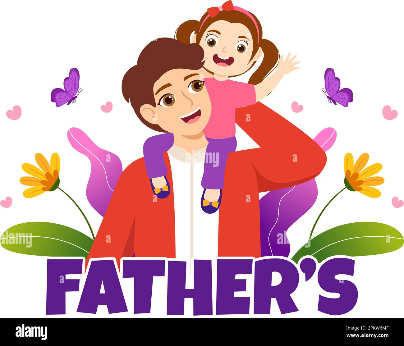 Happy Fathers Day Illustration with Father and his Son Playing Together ...
