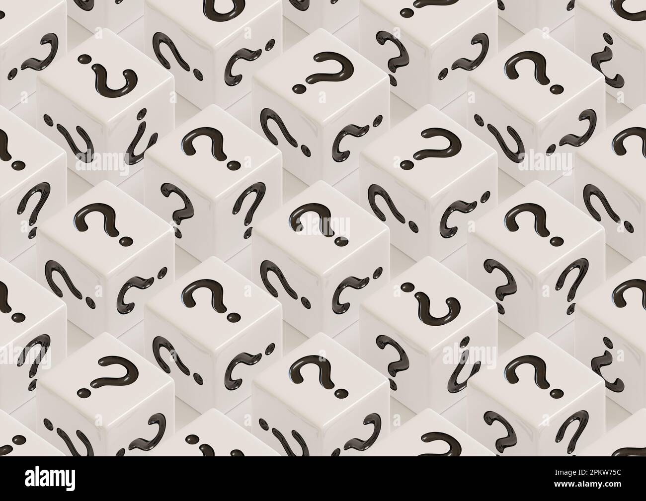 White dice with question marks on their faces. Isometric background ...