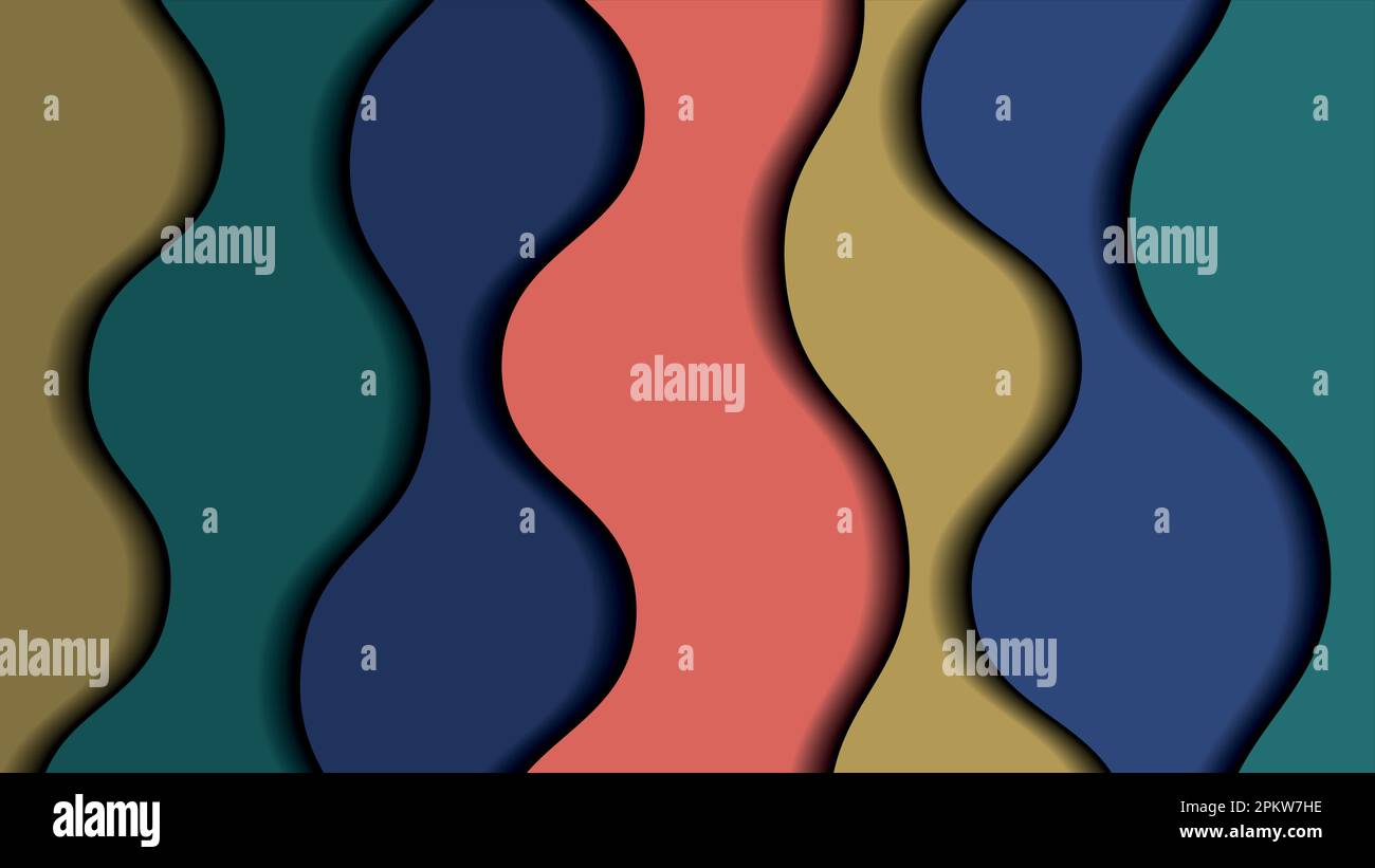 Multi layers colorful wavy overlap 3d paper carve cut out style shapes design layout abstract ...